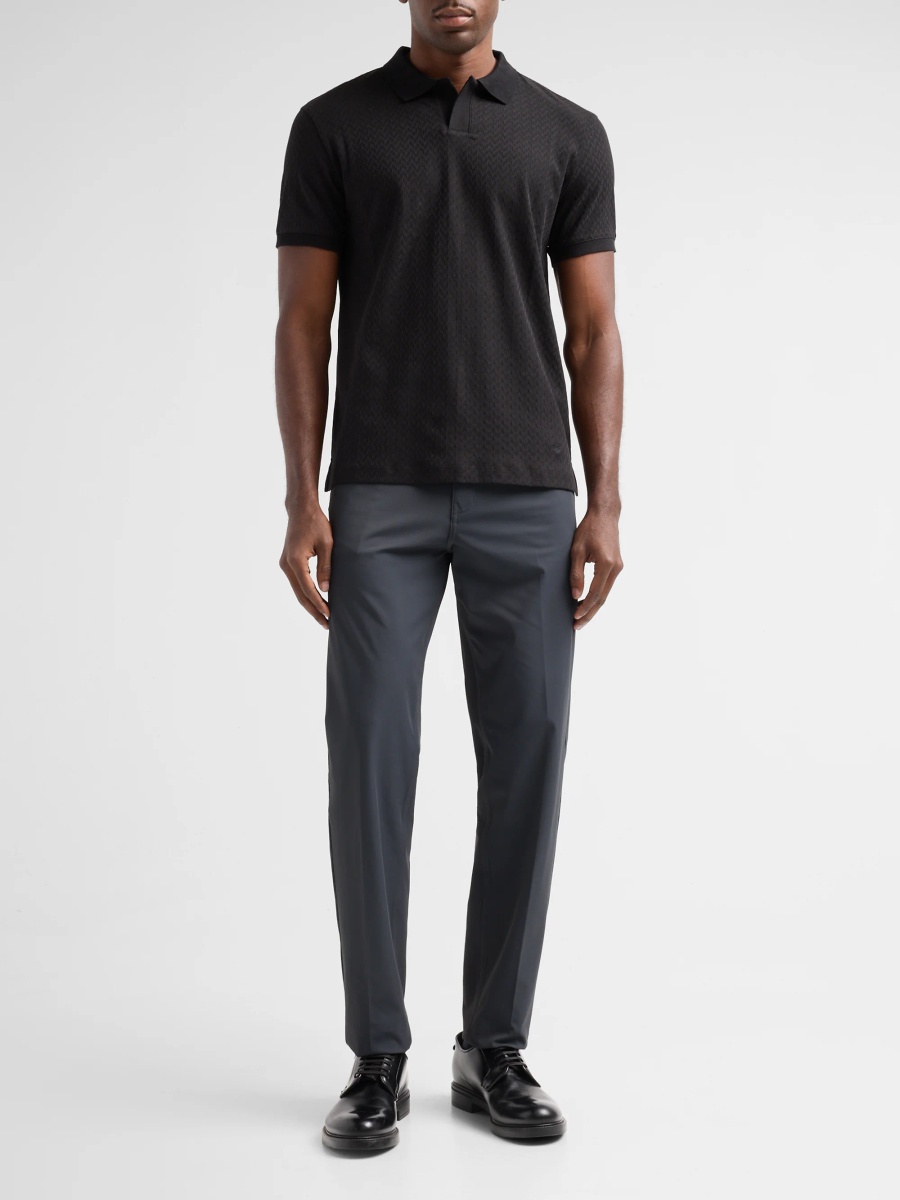 EMPORIO ARMANI geometric textured jacquard polo shirt
